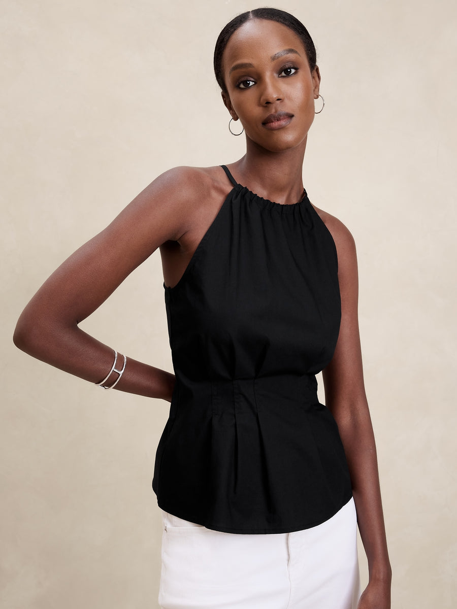 Poplin Seamed Halter Top – Banana Republic
